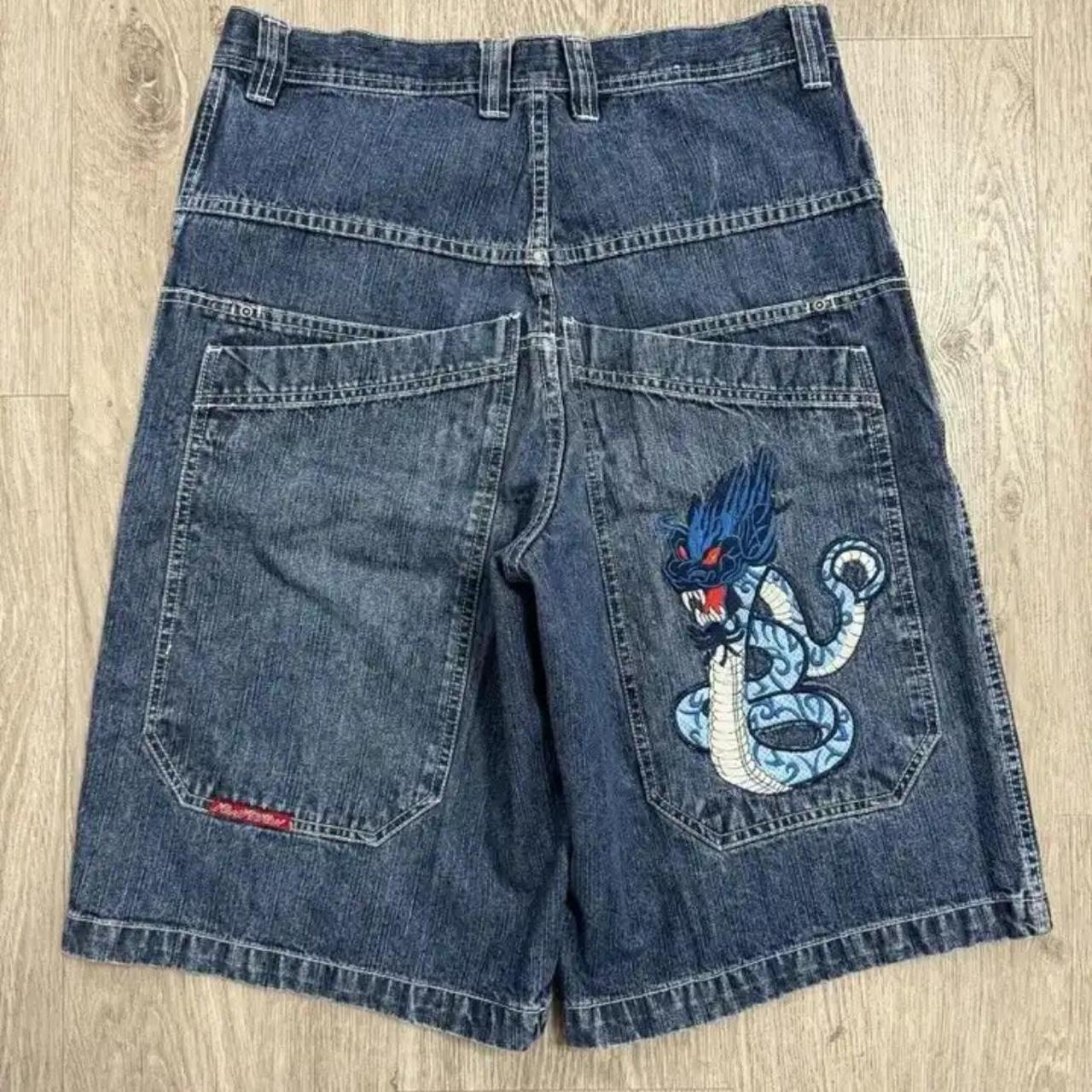 rare vintage dark blue wash jorts from the 2000s,... - Depop