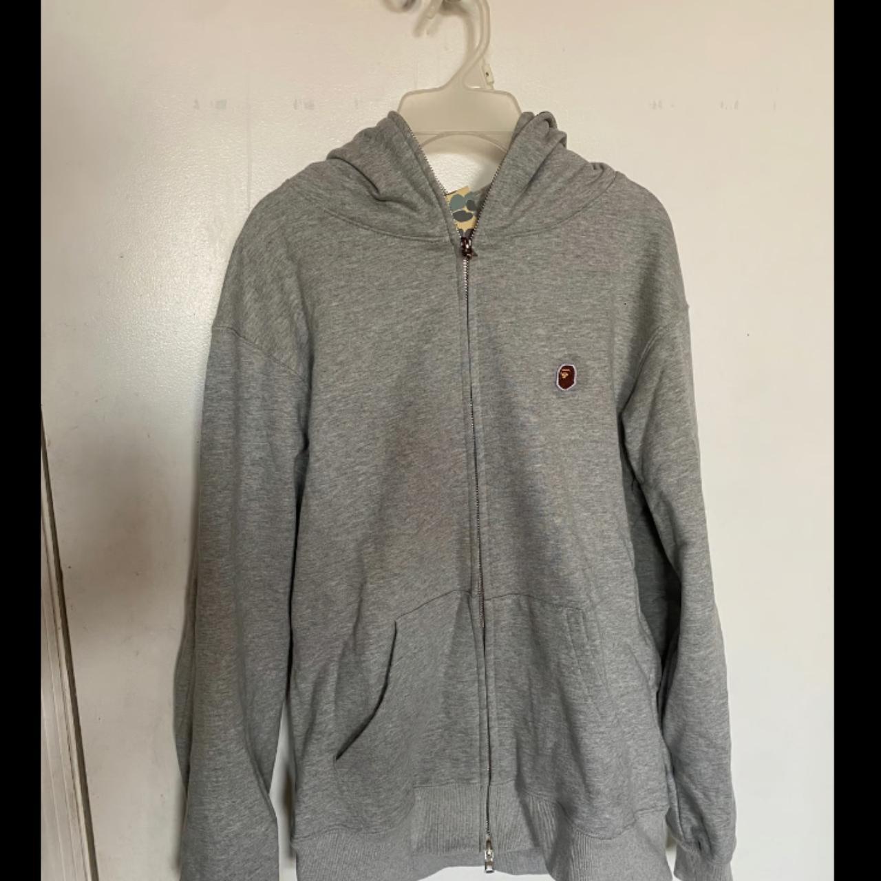 Bape Zip Up Hoodie Grey full zip up bape hoodie Size L - Depop