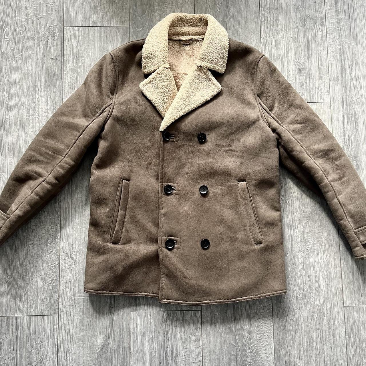 Zara Man suede jacket with Borg Sherpa collar. Fits... - Depop