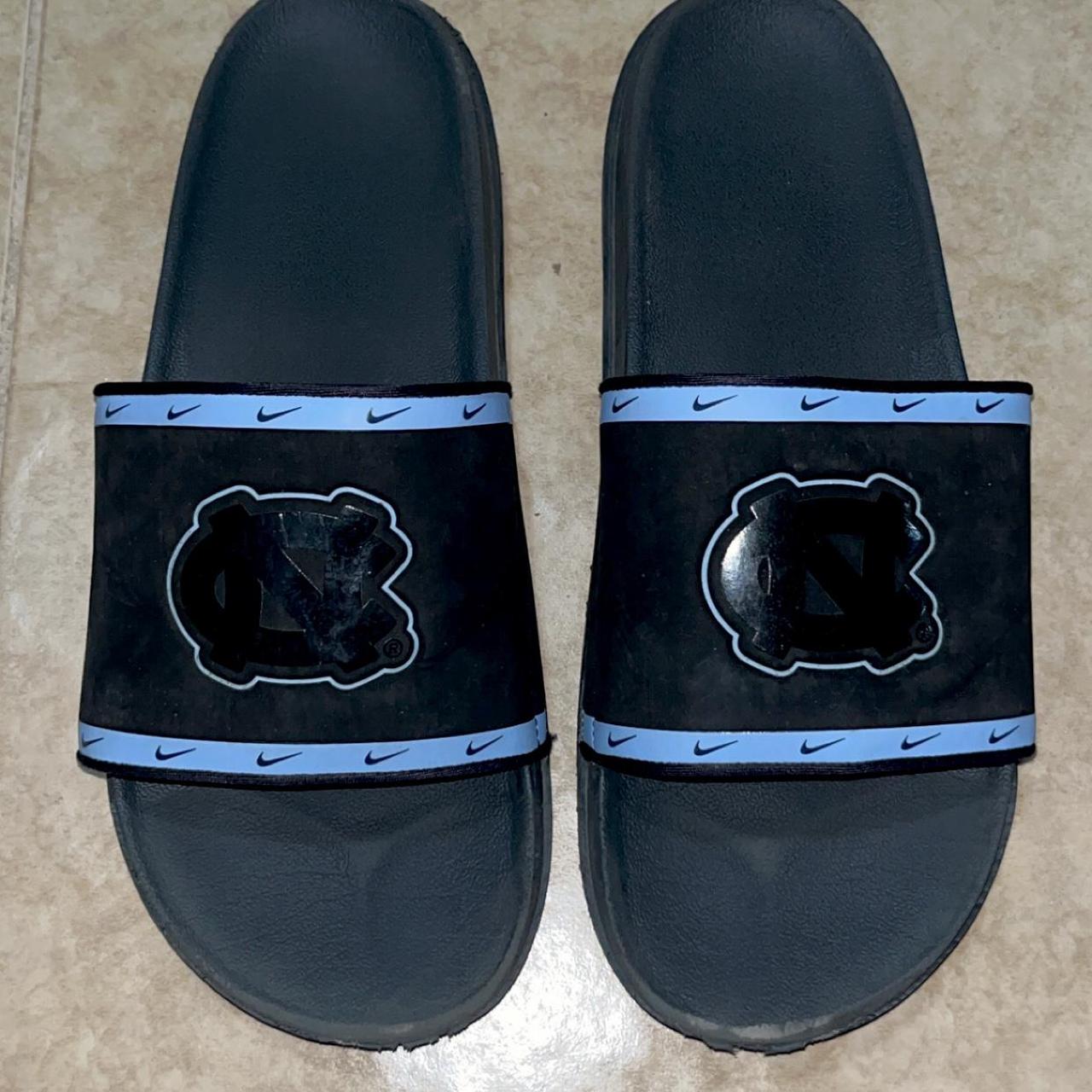 Nike slides - black and blue #TarHeels - Depop