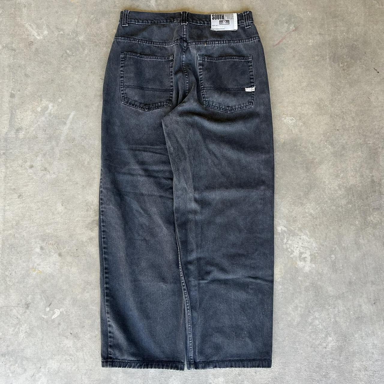 Y2K Vintage Baggy Wide Leg Silver Tab Black... | Depop