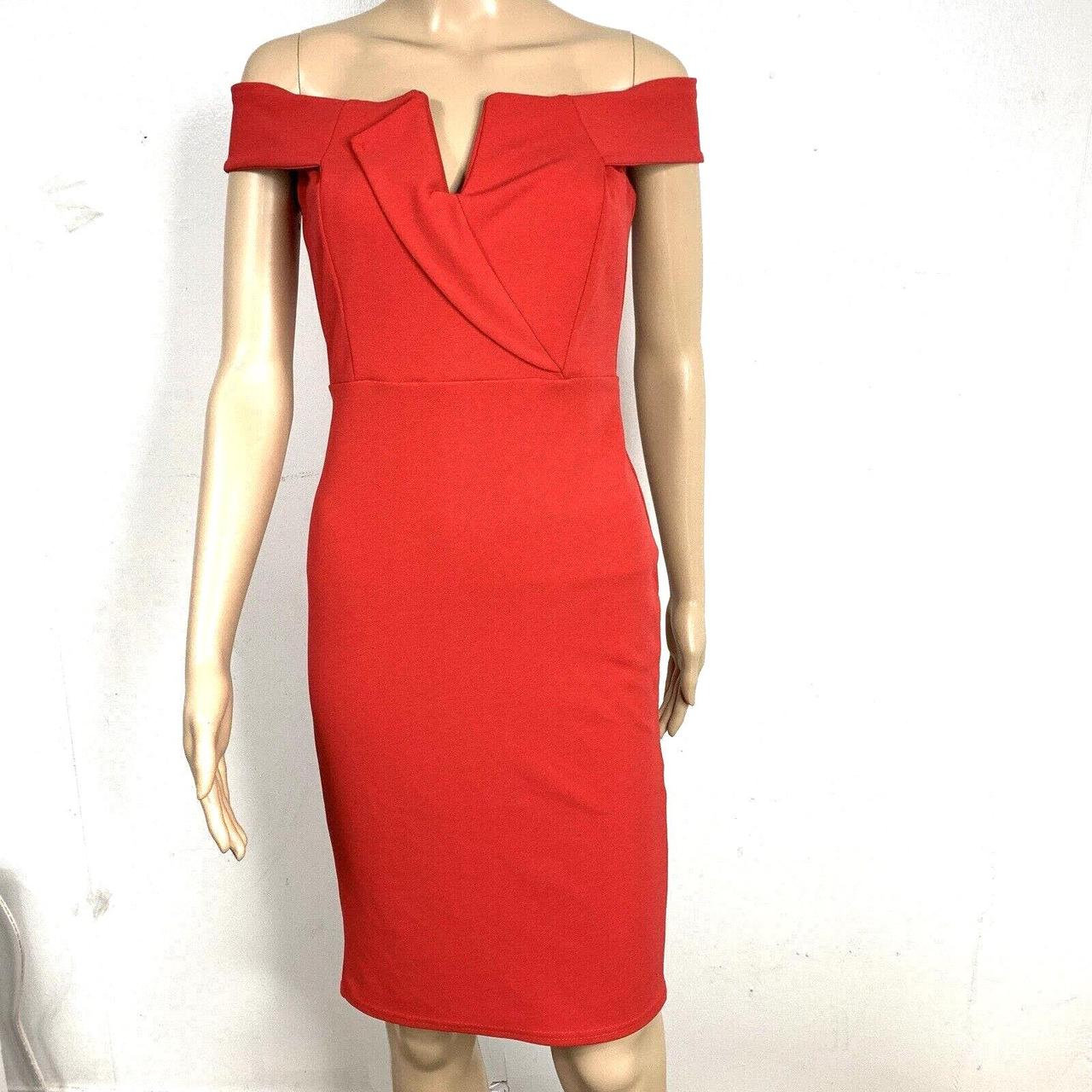 Missguided Dress Womens 6 Red Off The Shoulder... - Depop
