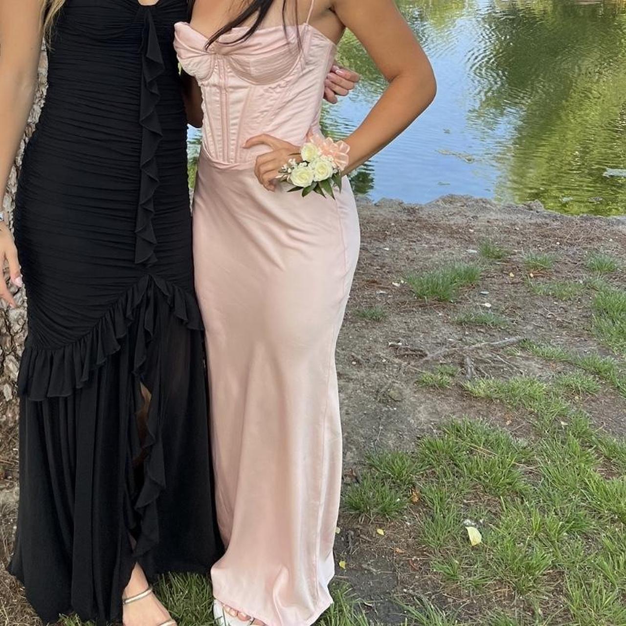 House of cb prom dress Light pink Size small Worn once - Depop