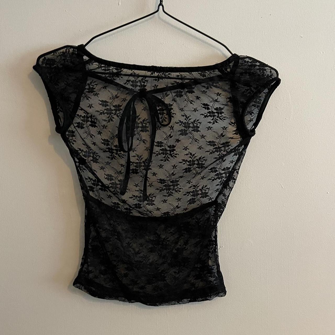Mesh backless top. Mesh completely see through. Tie... - Depop