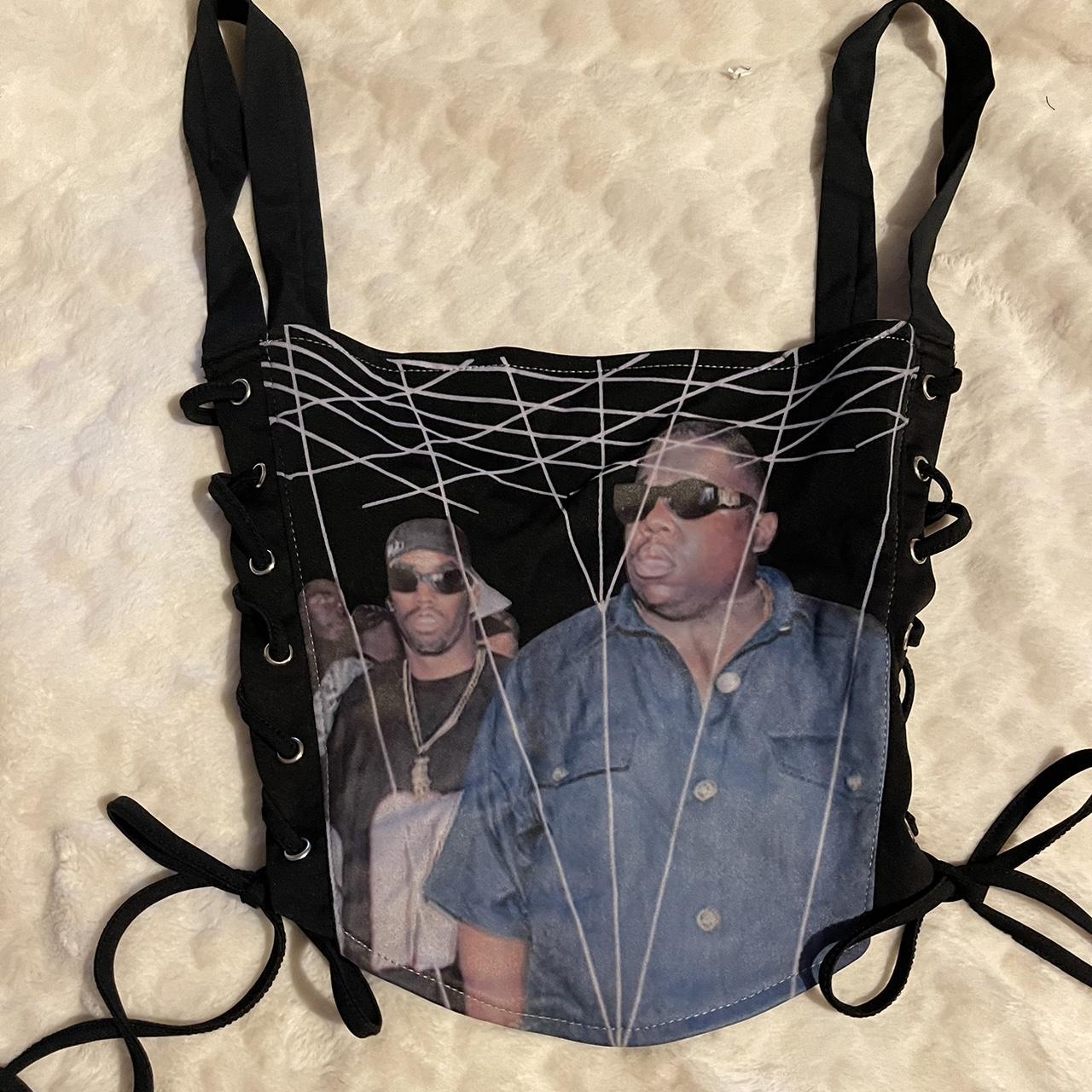 Printed style corset. Biggie and Diddy. Tie detail... - Depop