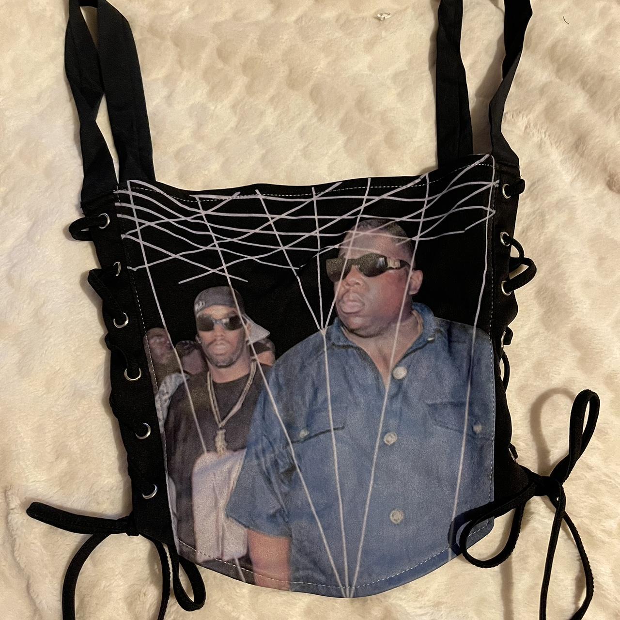 Printed style corset. Biggie and Diddy. Tie detail... - Depop