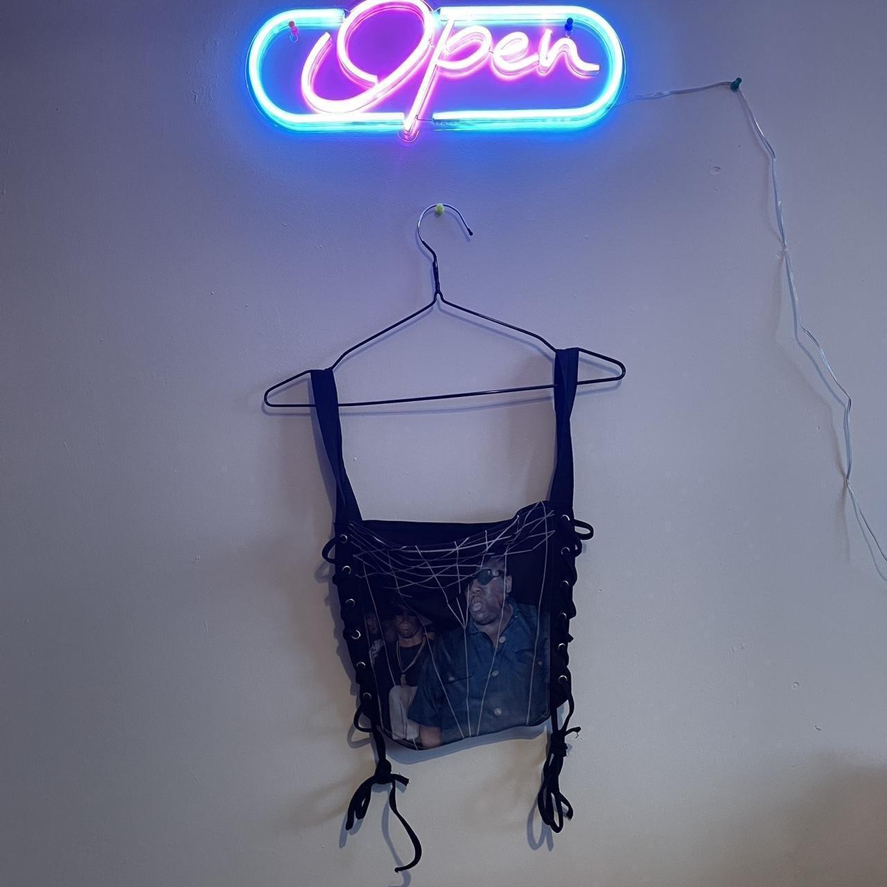 Printed style corset. Biggie and Diddy. Tie detail... - Depop