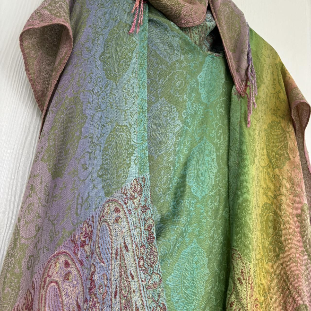 pastel rainbow pashmina hooded cloak (one... - Depop