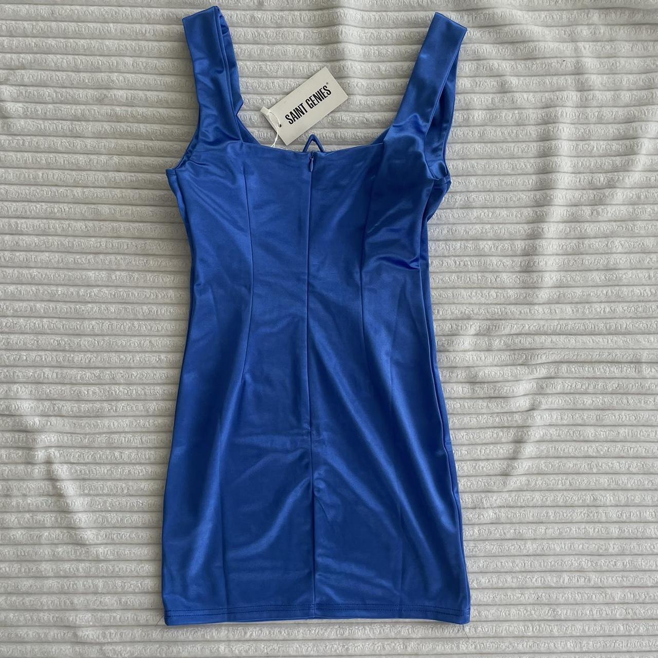 Satin Royal Blue Dress • Bodycon • V-shape Underwire... - Depop