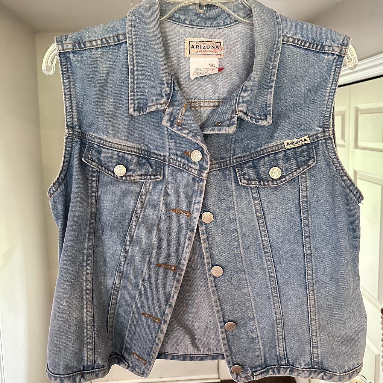 Vintage Arizona jean vest Size large | hits at hip... - Depop