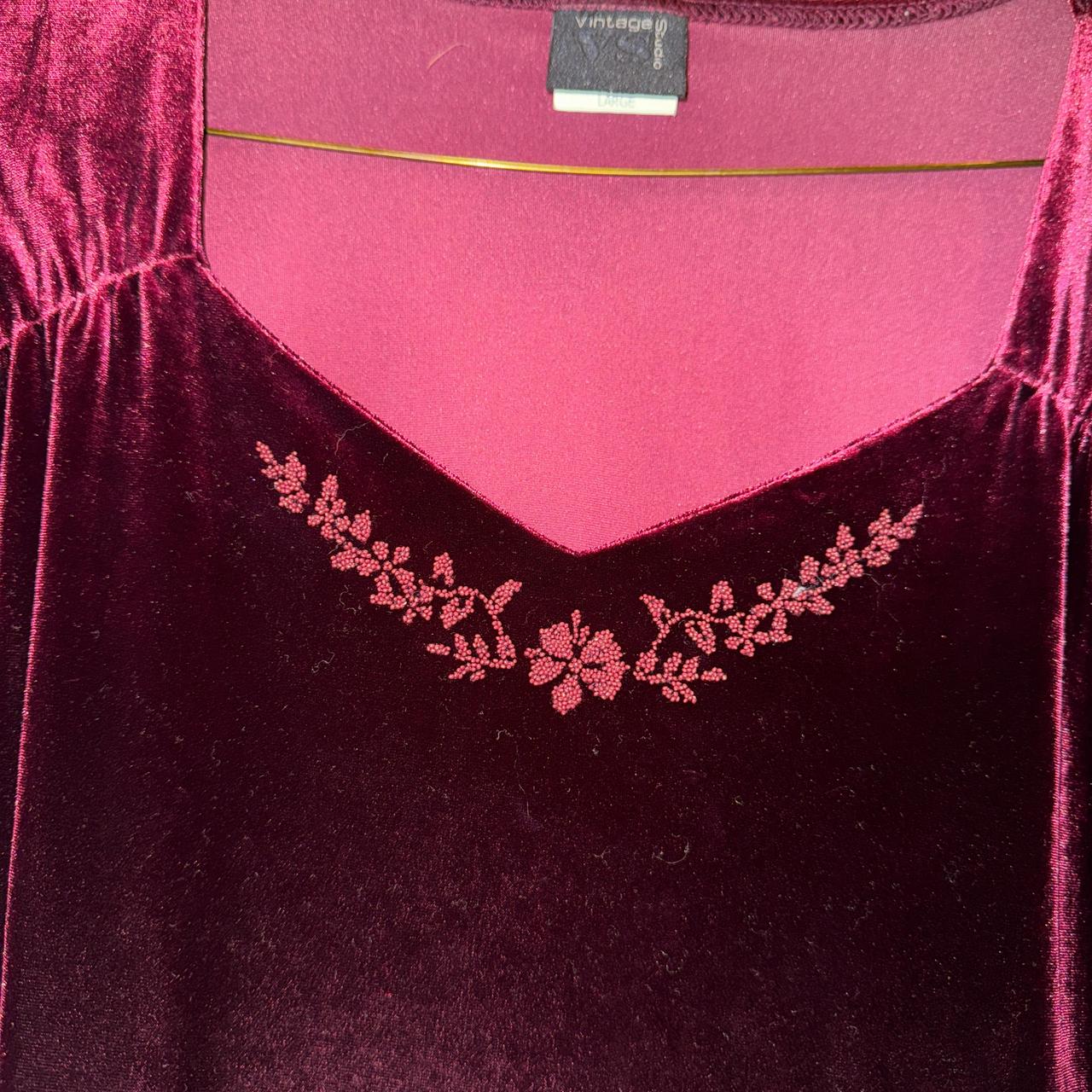 prettiest Vintage Studio burgundy velvet top with... - Depop