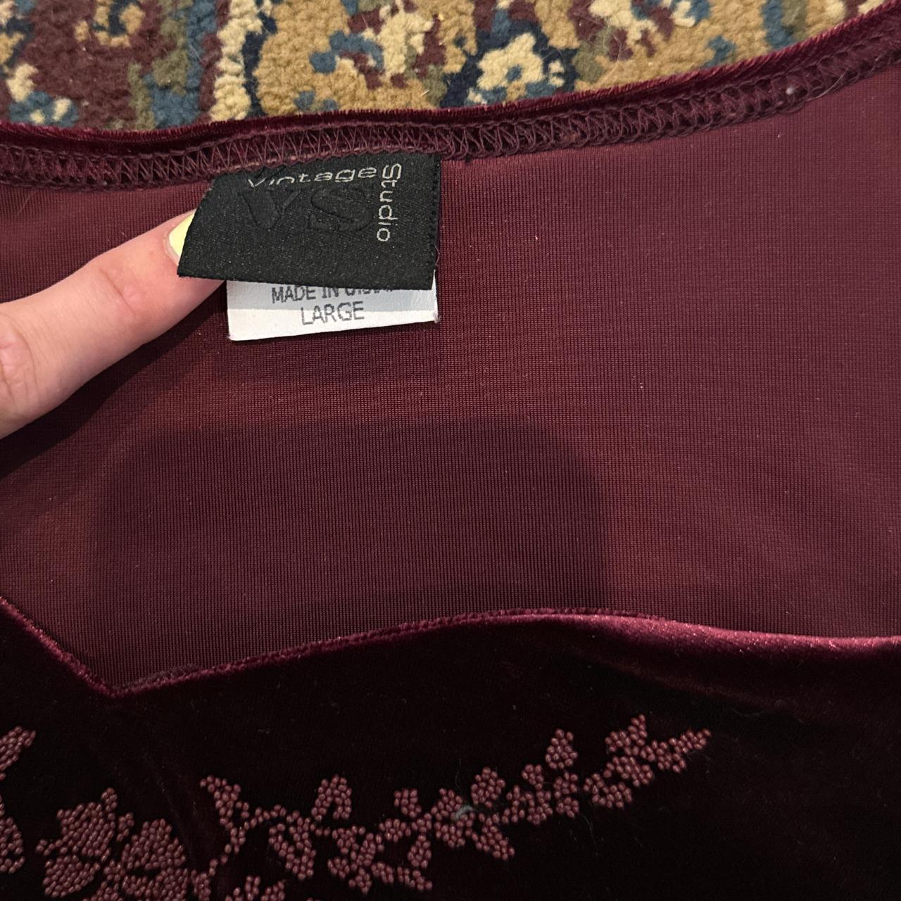prettiest Vintage Studio burgundy velvet top with... - Depop