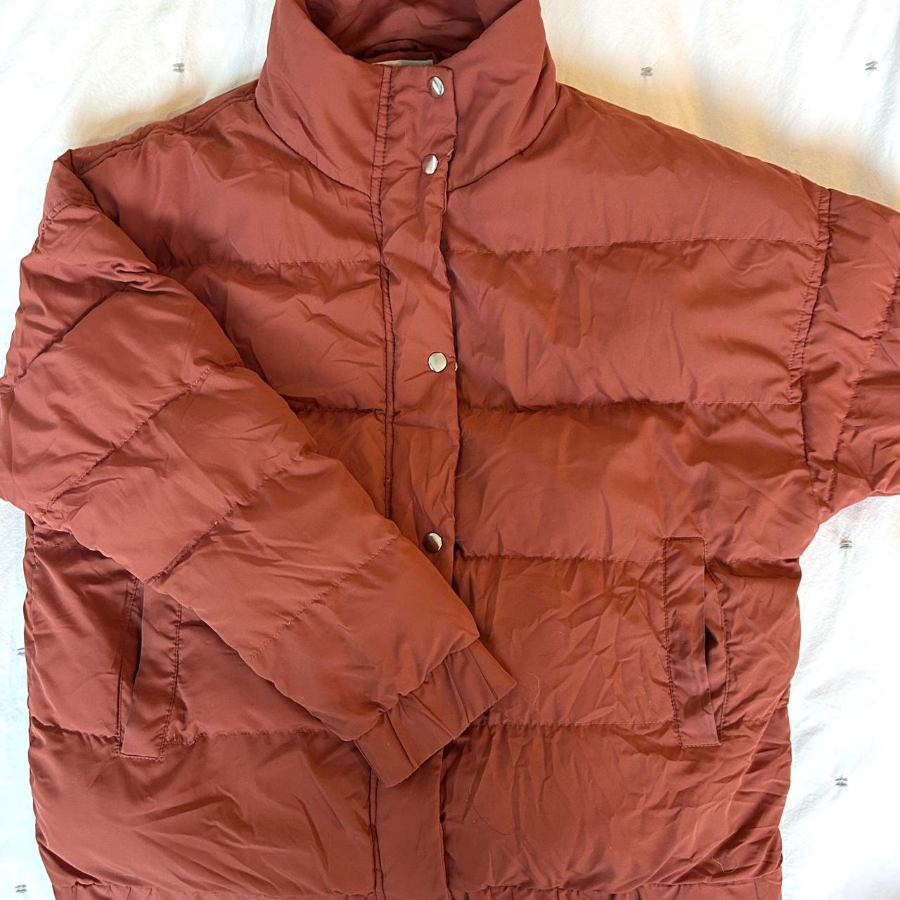Rust colored puffer jacket Brand is Sparkz... | Depop