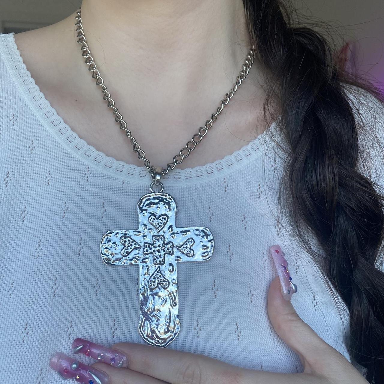 large cross chain 🩶 chain measures 45cm 🩶... - Depop