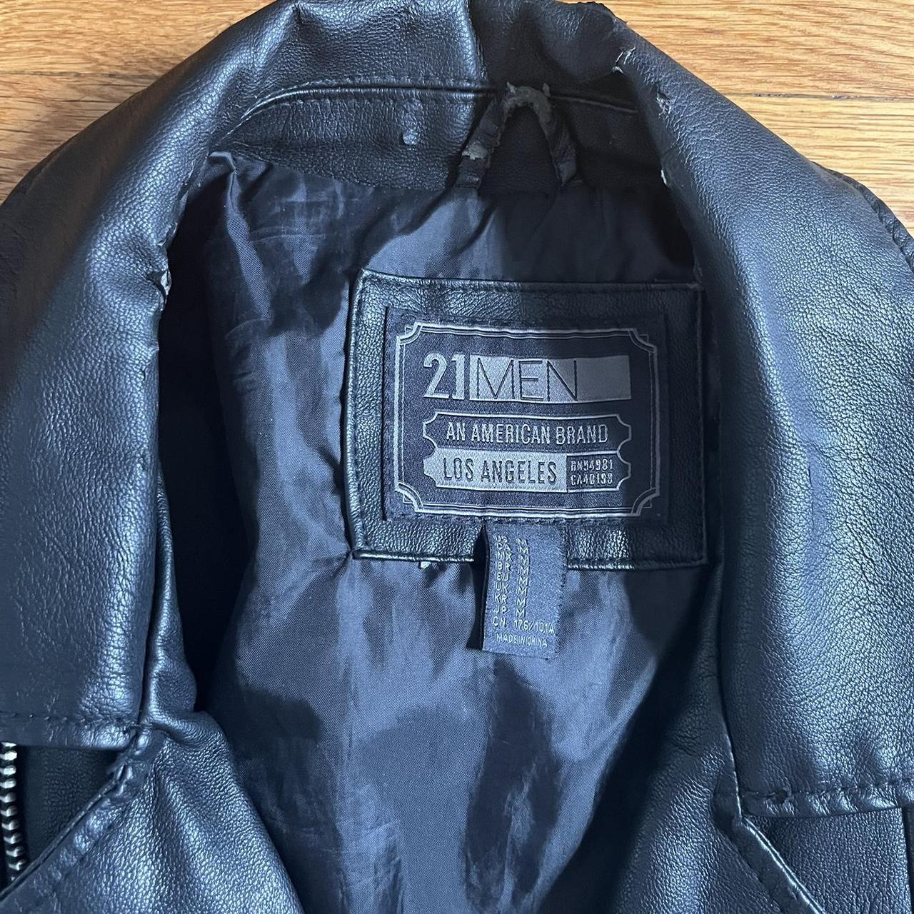 Men’s 21 Men black leather motorcycle jacket with... - Depop