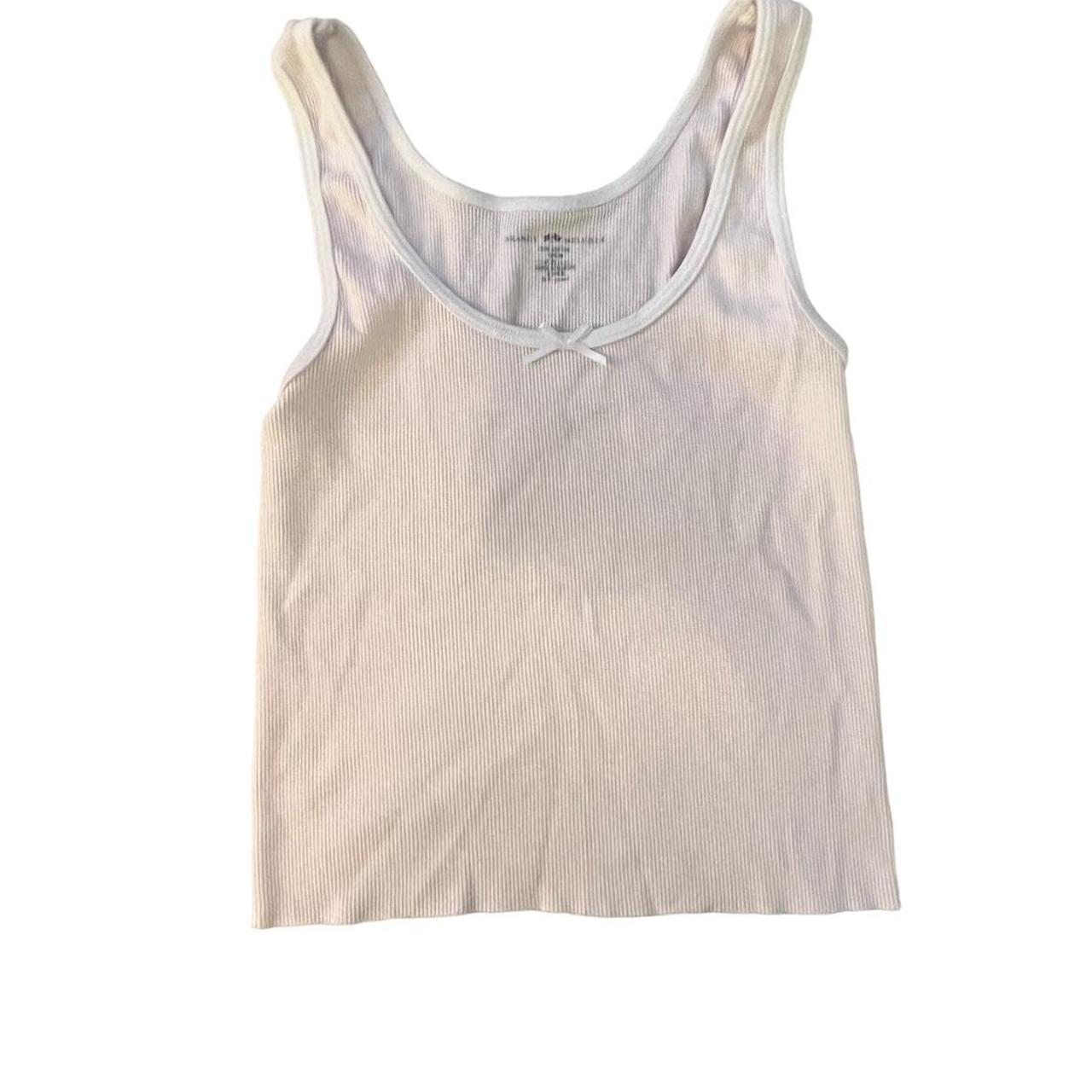 Pink Brandy Tank Top Bow detail Cropped hem - Depop