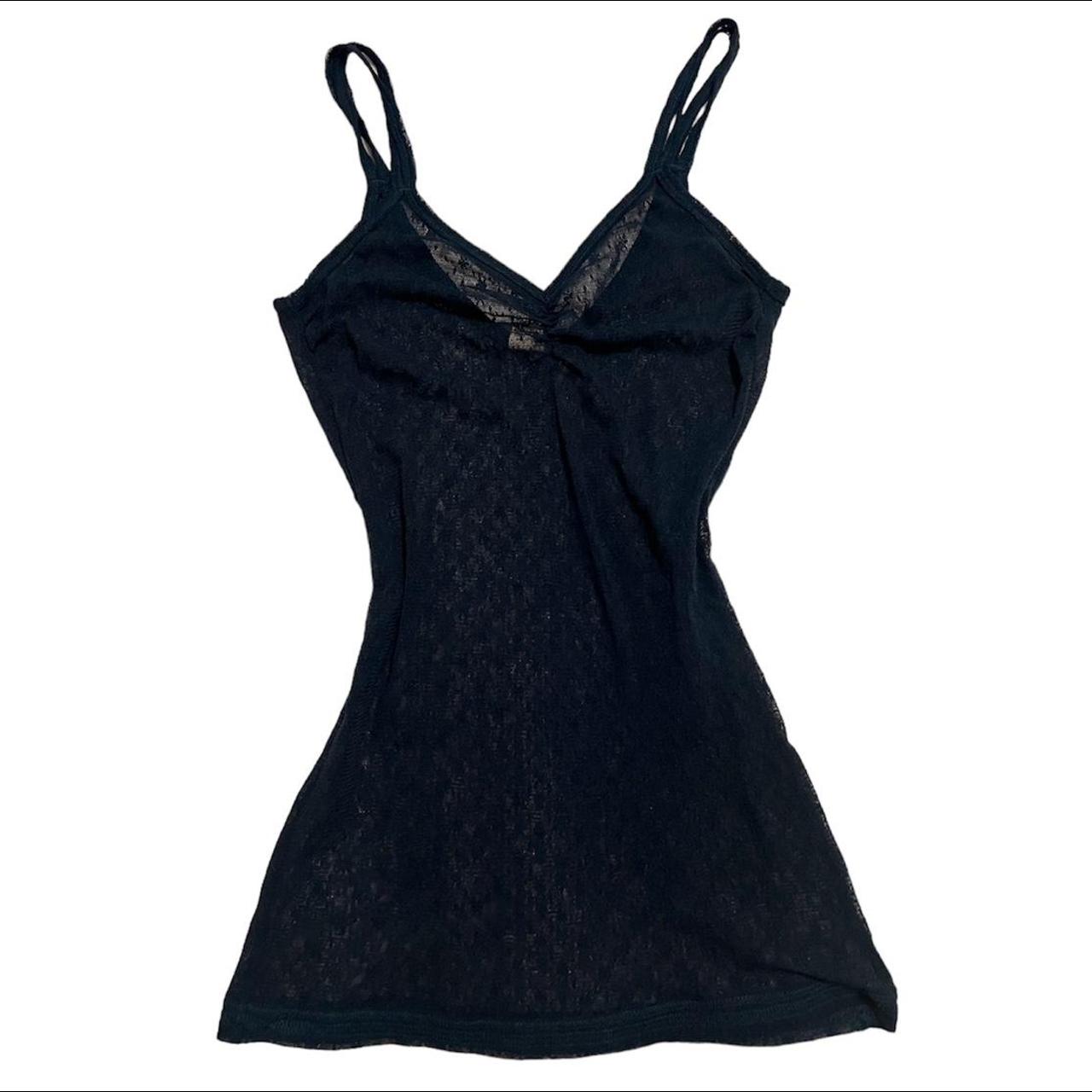 Lace Dark Blue Dress Slip Stretchy fabric, sheer... - Depop