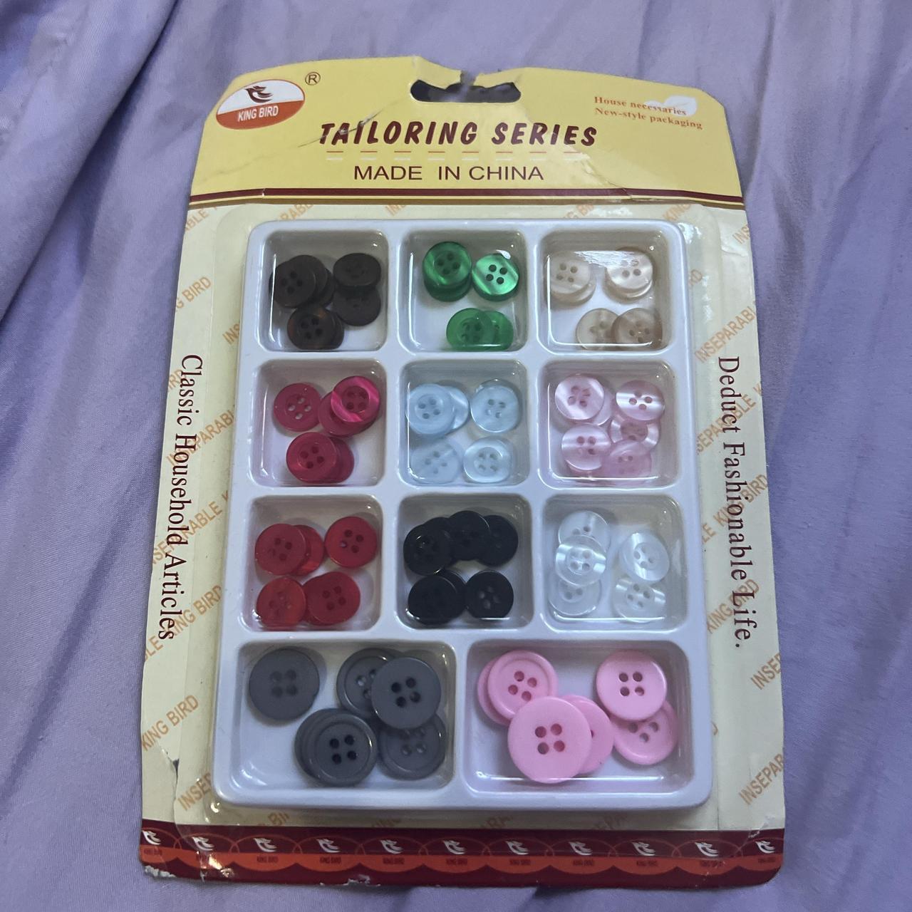 Multi-coloured button set for sewing and crafting... - Depop