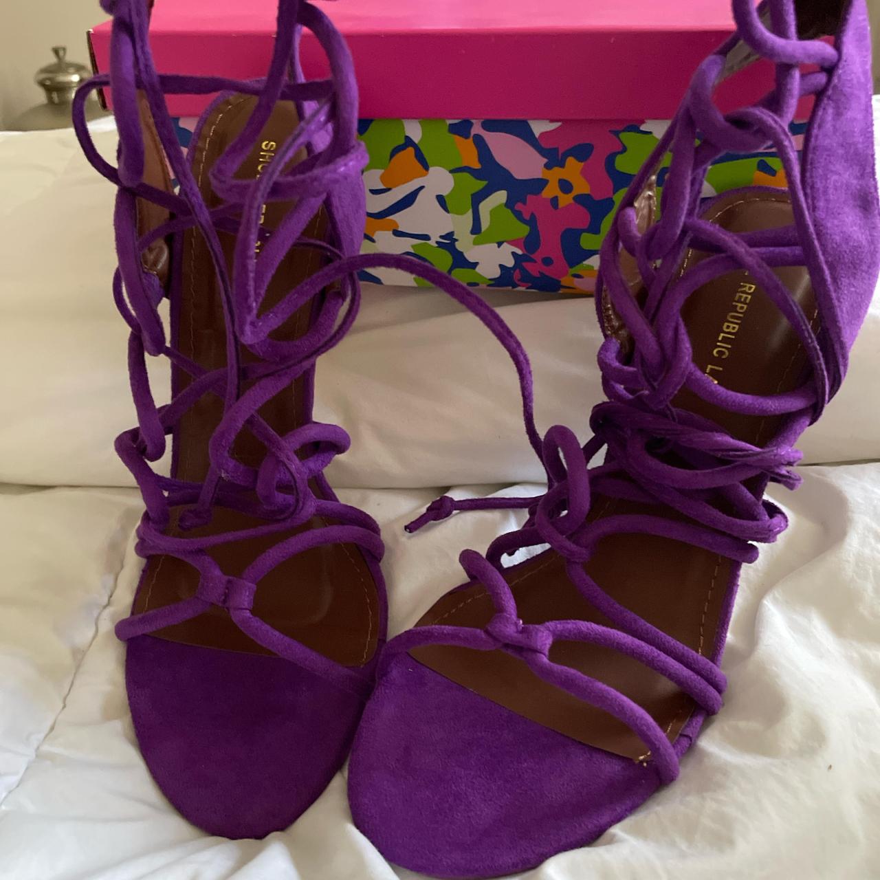 Purple Lace-Up Heels - Depop