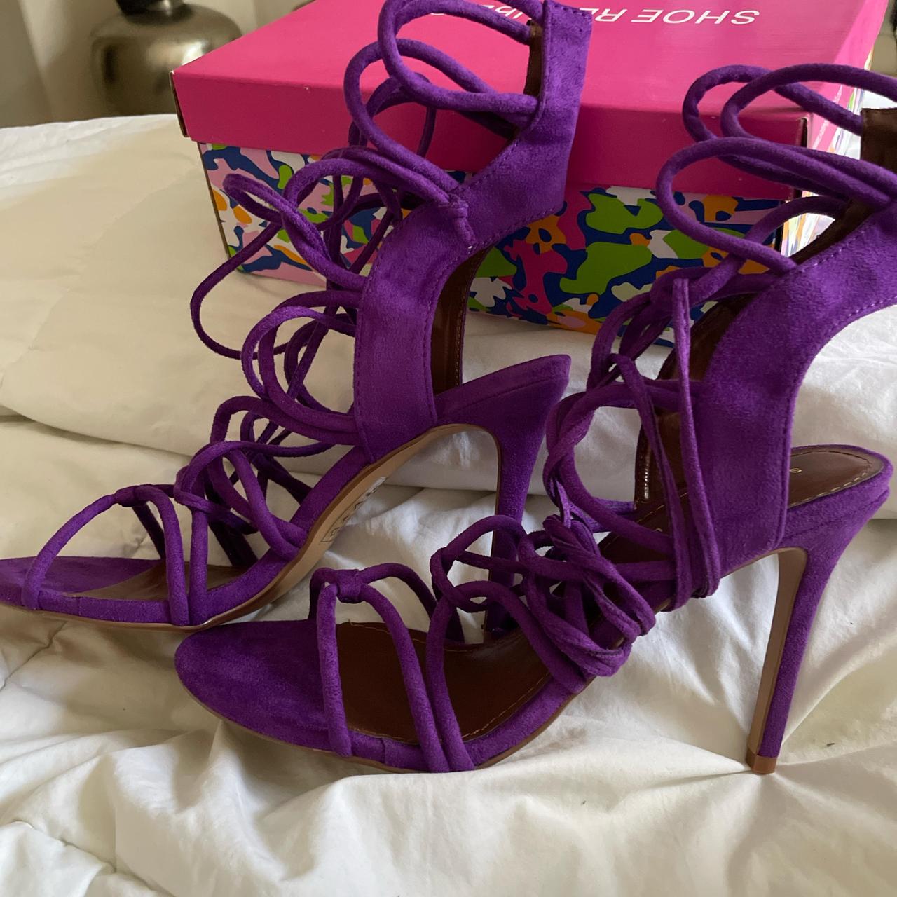 Purple Lace-Up Heels - Depop