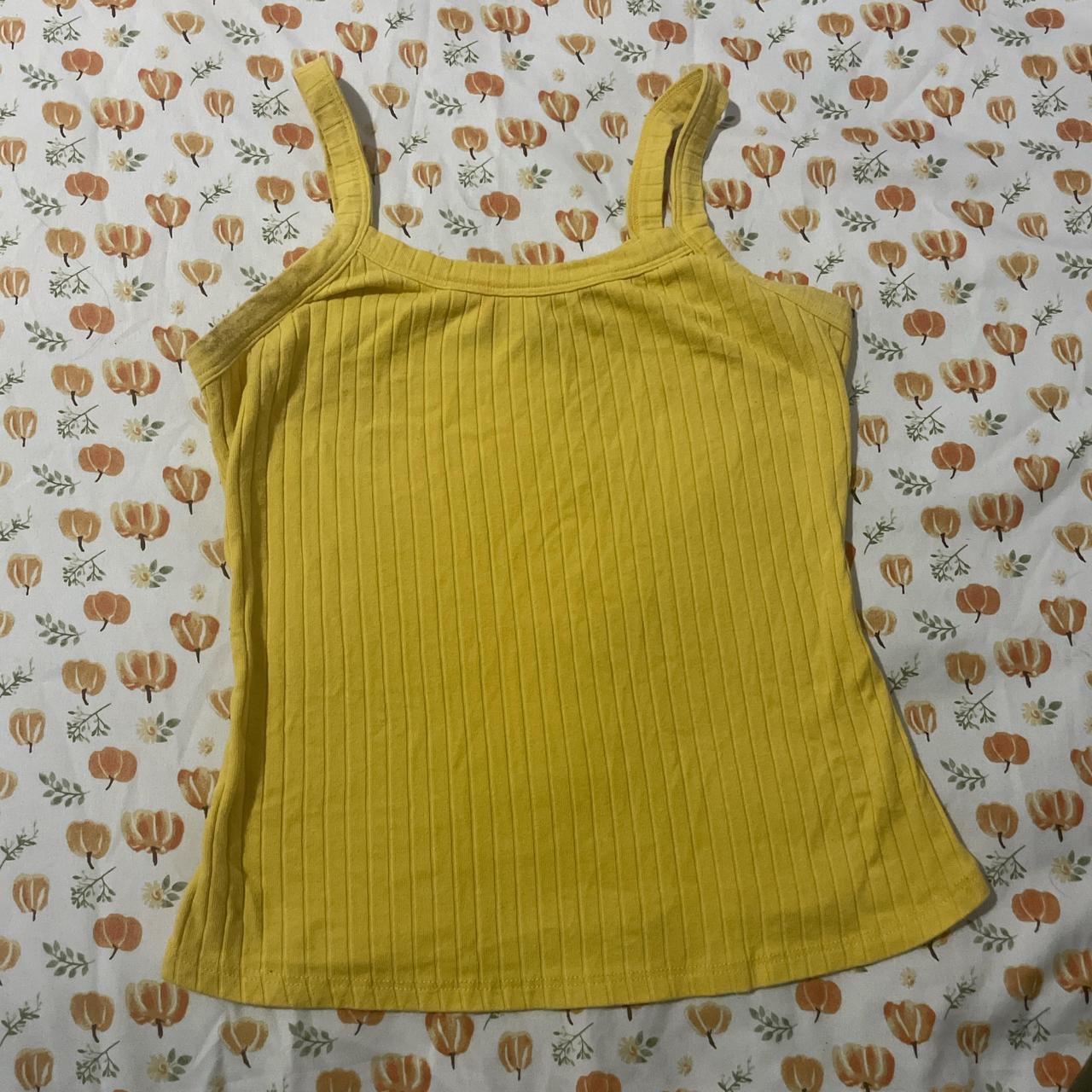 Yellow ribbed tank... - Depop