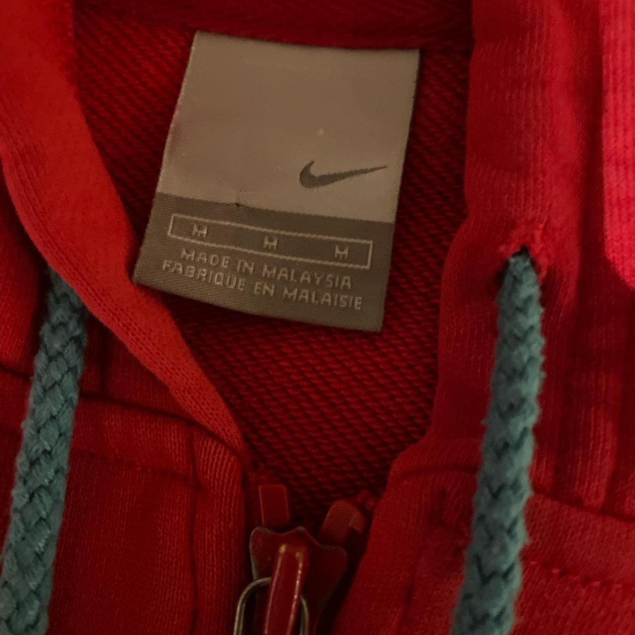 Y2k nike red zip up hoodie Silver tag Cool front... - Depop