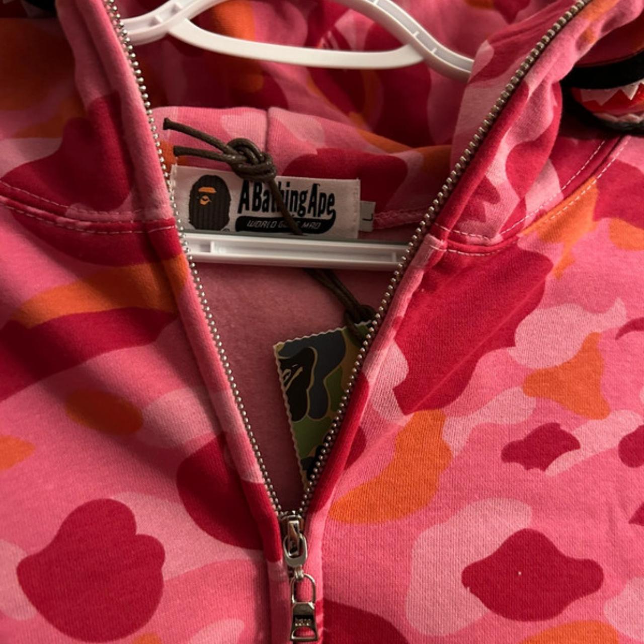 Pink bape hoodie size L Brand new with tags - Depop