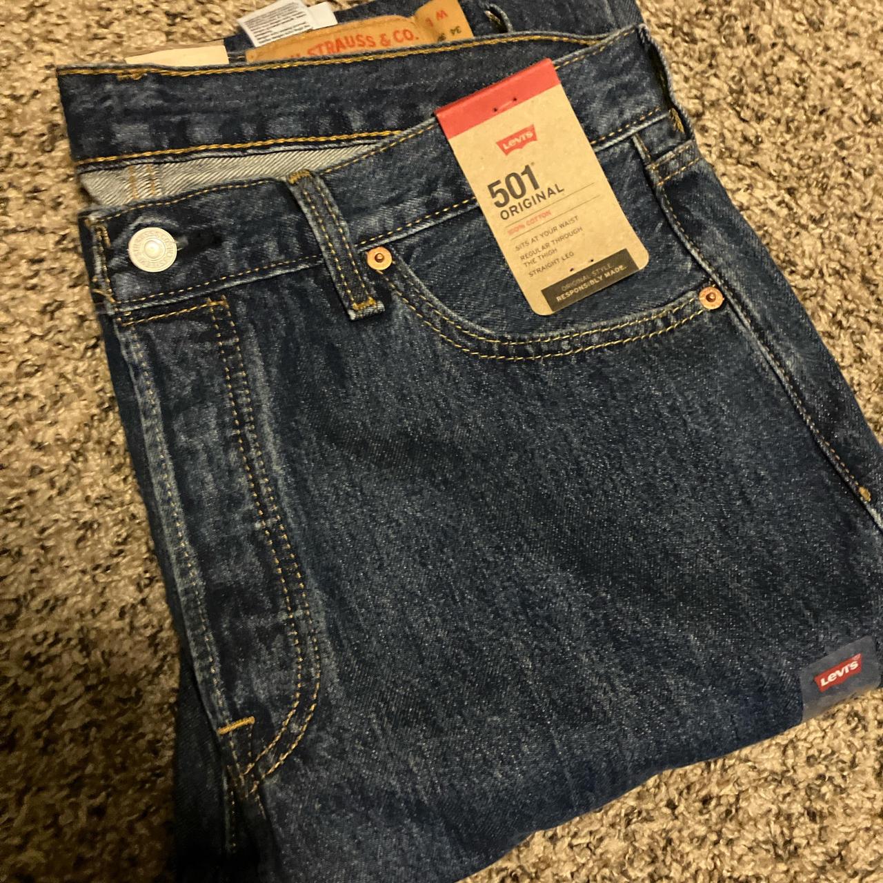 Levi's navy blue 501 jeans 34’ 30 Straight Leg... - Depop