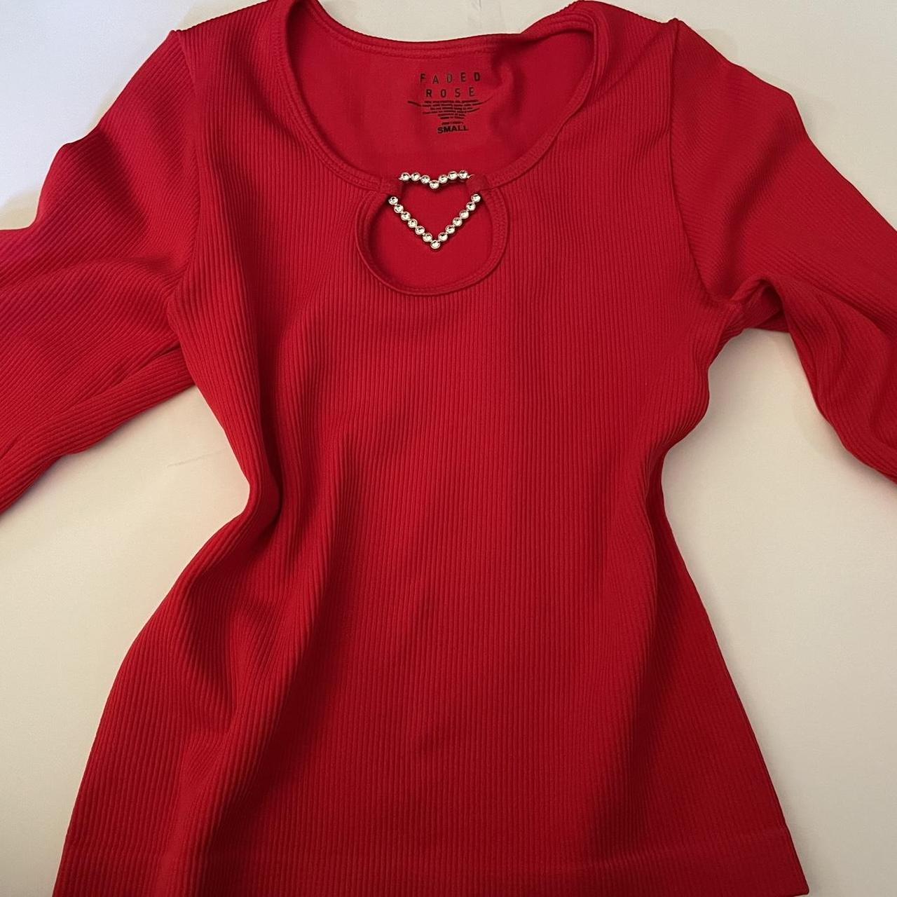 cute red crop top with diamond heart shaped... - Depop