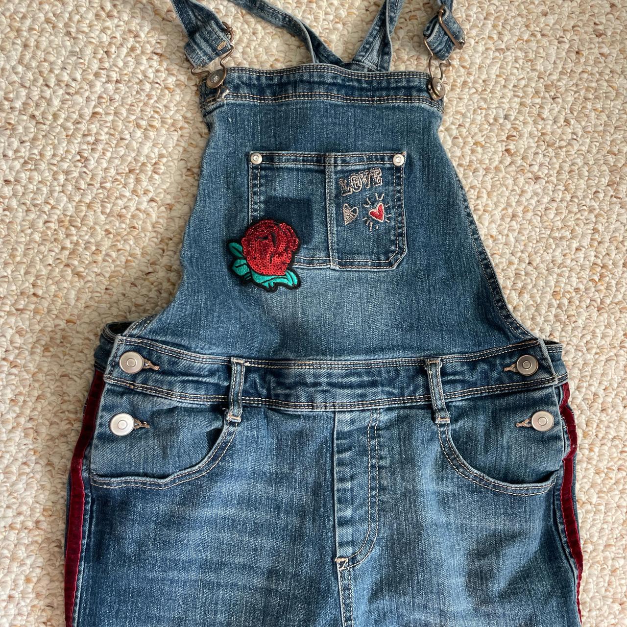 Embroidered velvet overalls - Depop