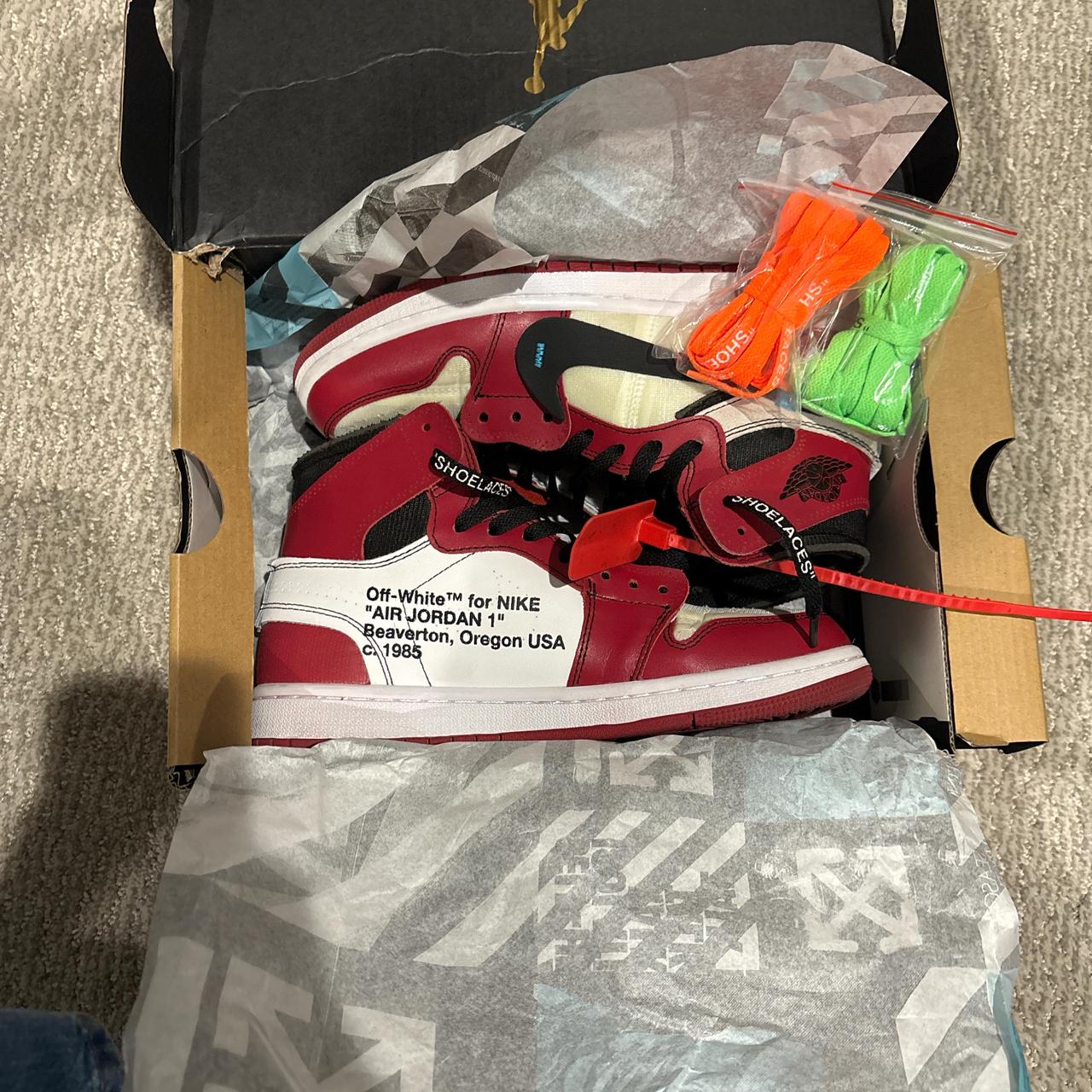 off white jordan 1 chicago size 8 almost ds worn... | Depop