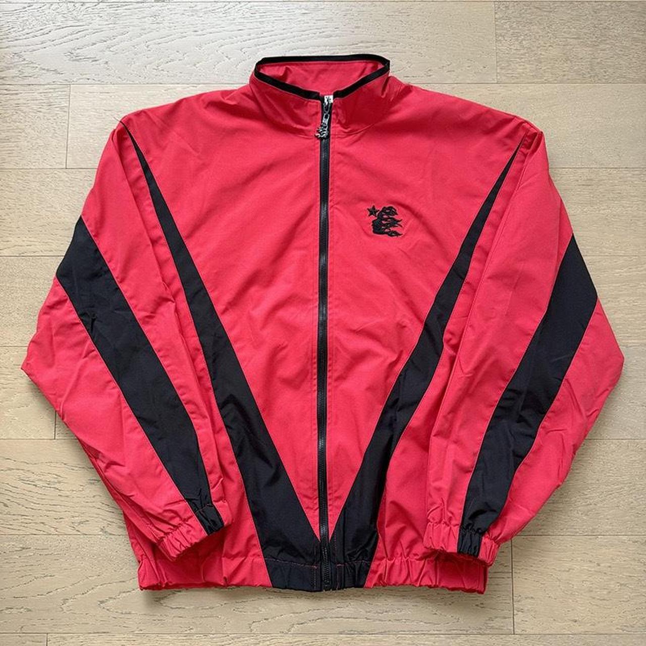 Hellstar tracksuit - red and black sports jacket and... | Depop