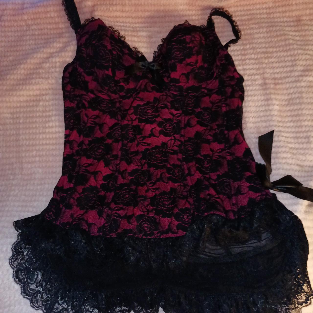 Size large hot pink, lacey teddy with... - Depop