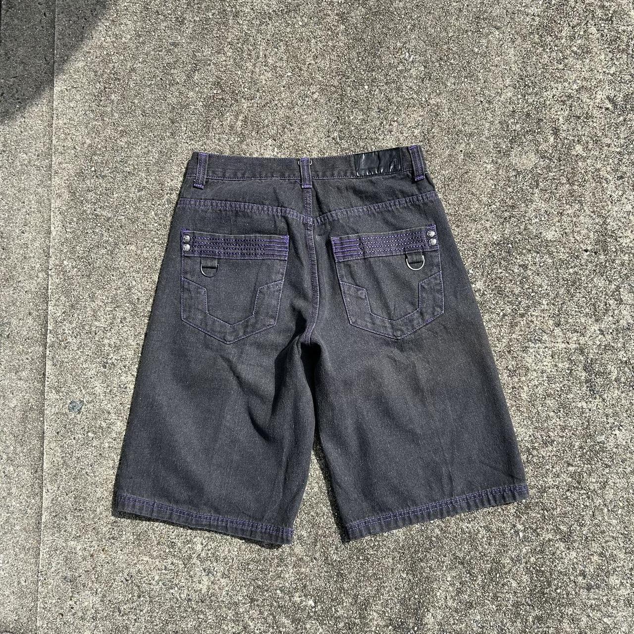 Y2K Grunge Black/Purple Denim Jorts Dope design on... | Depop