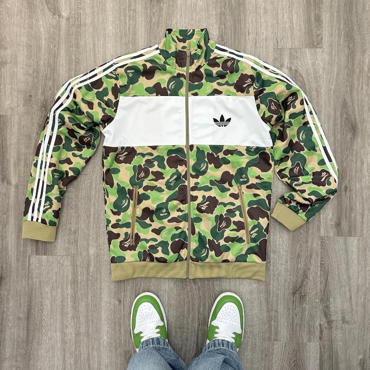 Bape X Adidas track zip up - green bape camo - og... - Depop