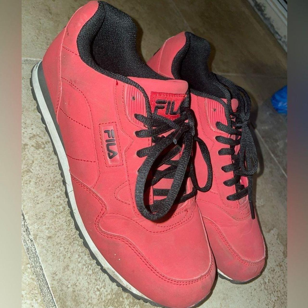 Red Filas for men, size 9, good condition PLEASE... - Depop