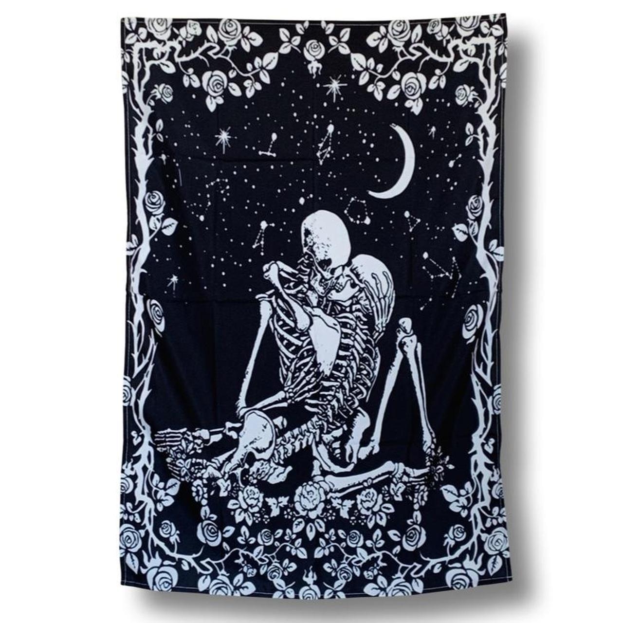 Skull Skeleton Lovers Romantic Hug Kiss Tapestry... - Depop