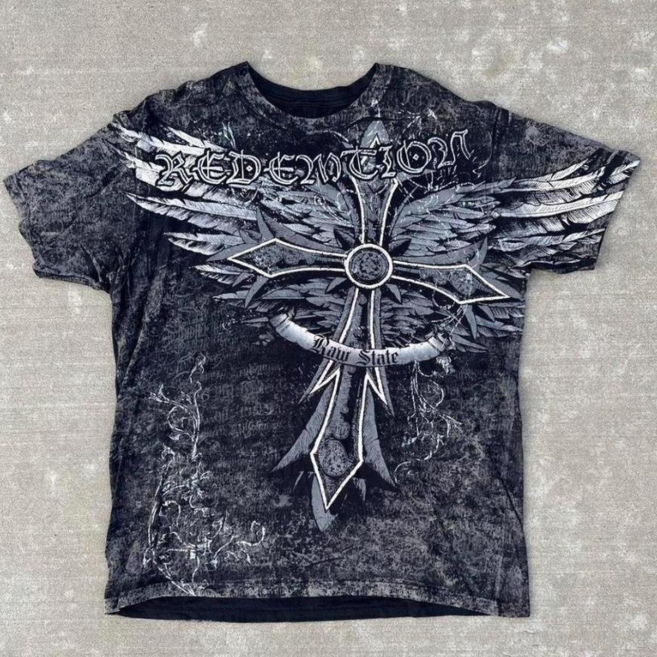 Black Affliction streetwear shirt #goth #affliction XL - Depop