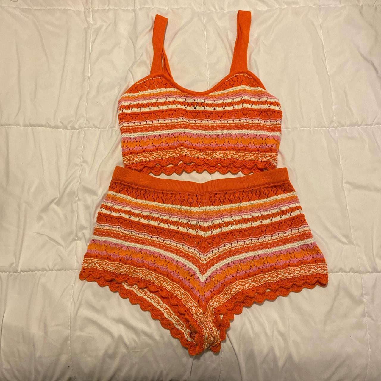 crocheted matching set, size medium - Depop