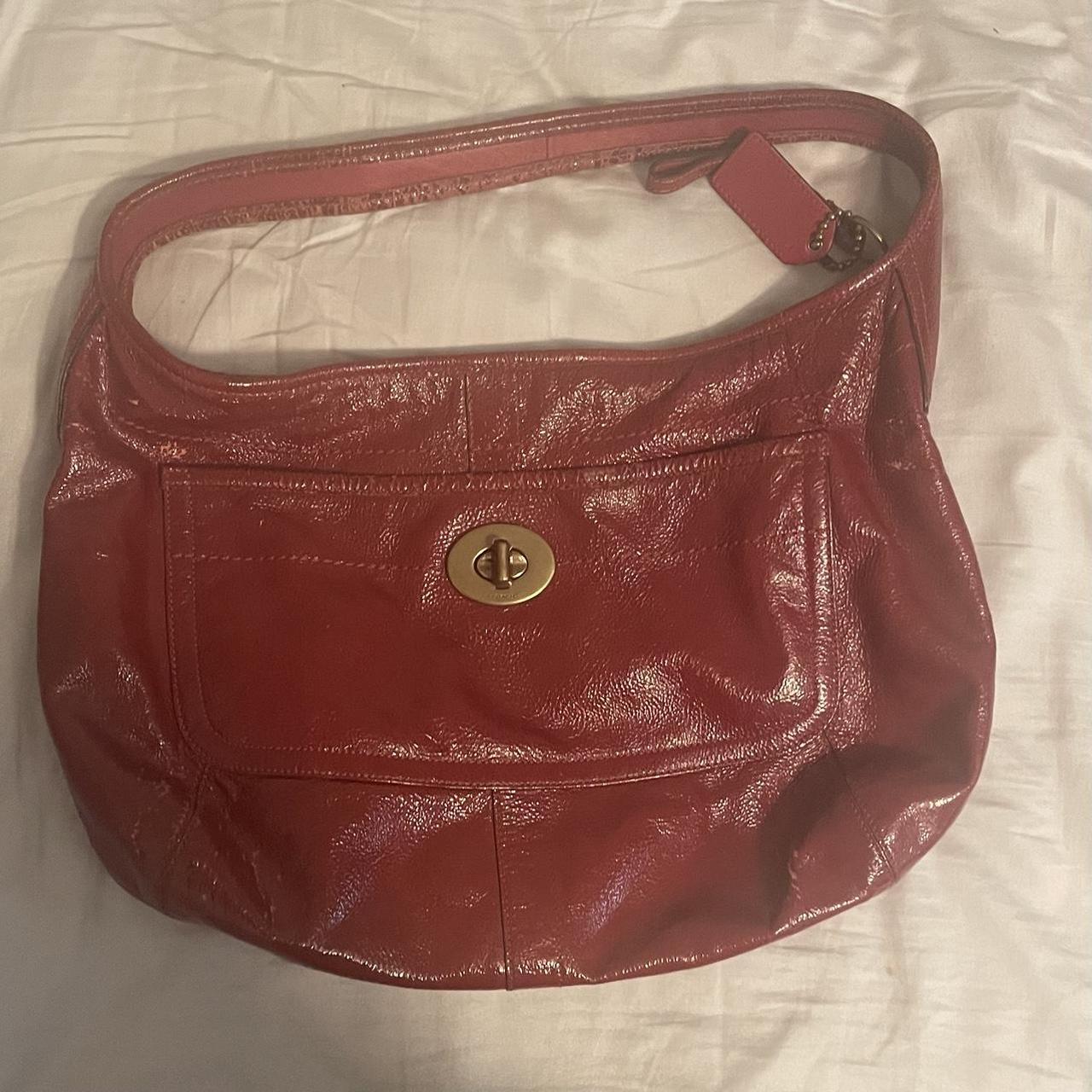 vintage red patent leather coach purse - Depop
