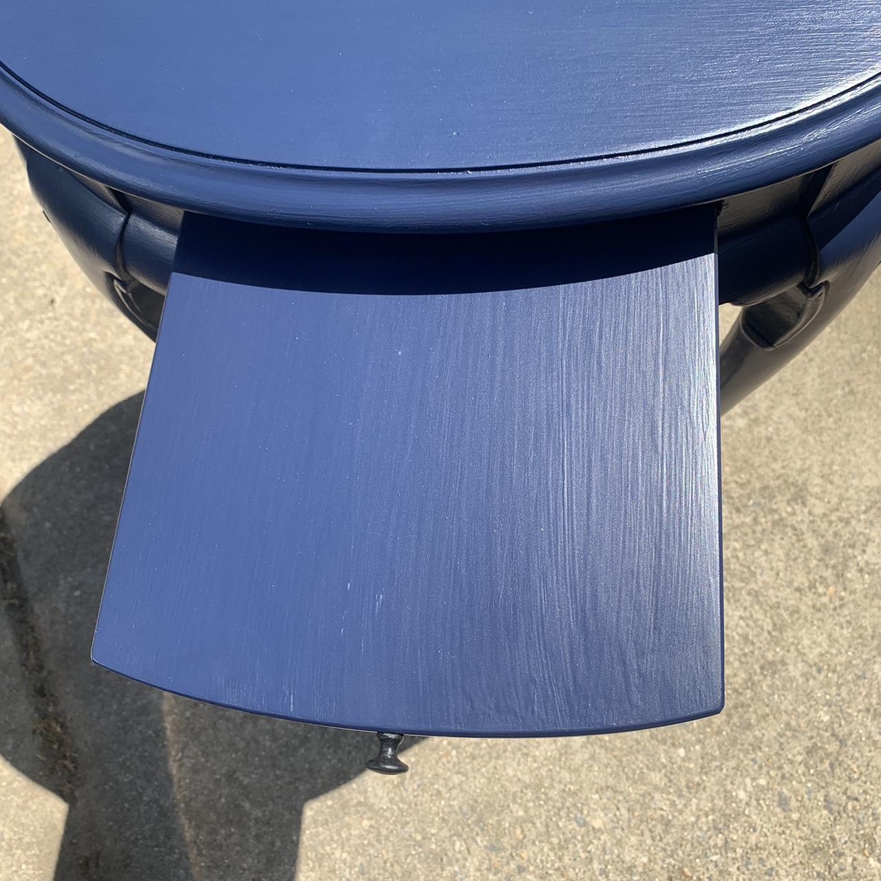 Navy Blue Side Table Wood Hand painted - Depop