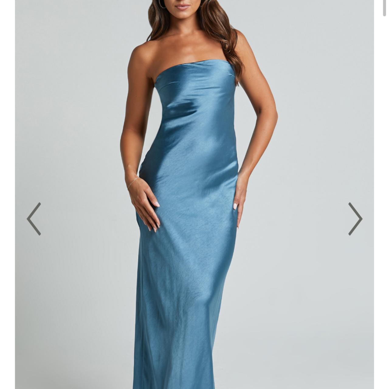 CHARLITA MAXI DRESS - STRAPLESS COWL BACK SATIN... | Depop