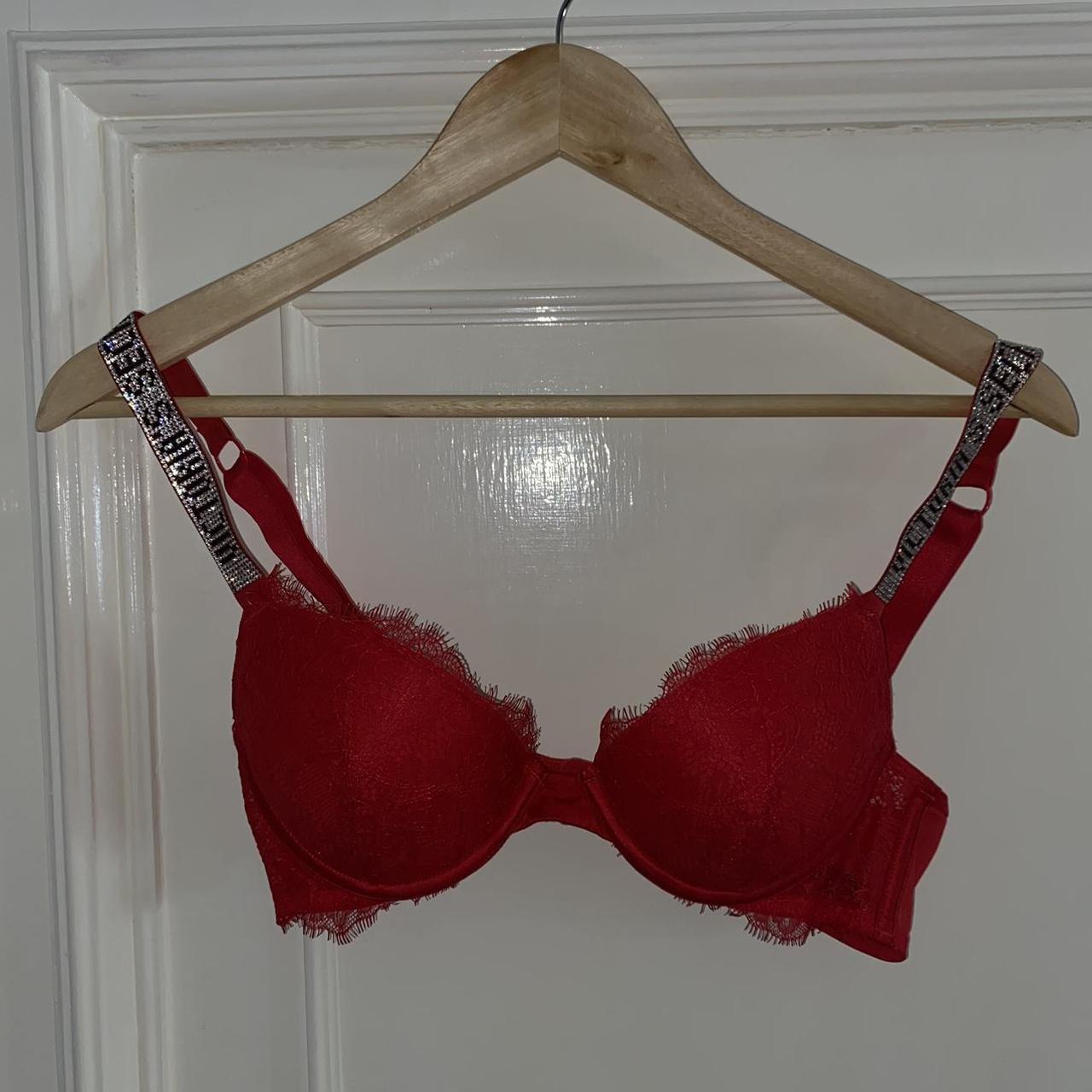 Victoria secret red diamanté strap bra size 32C like... - Depop