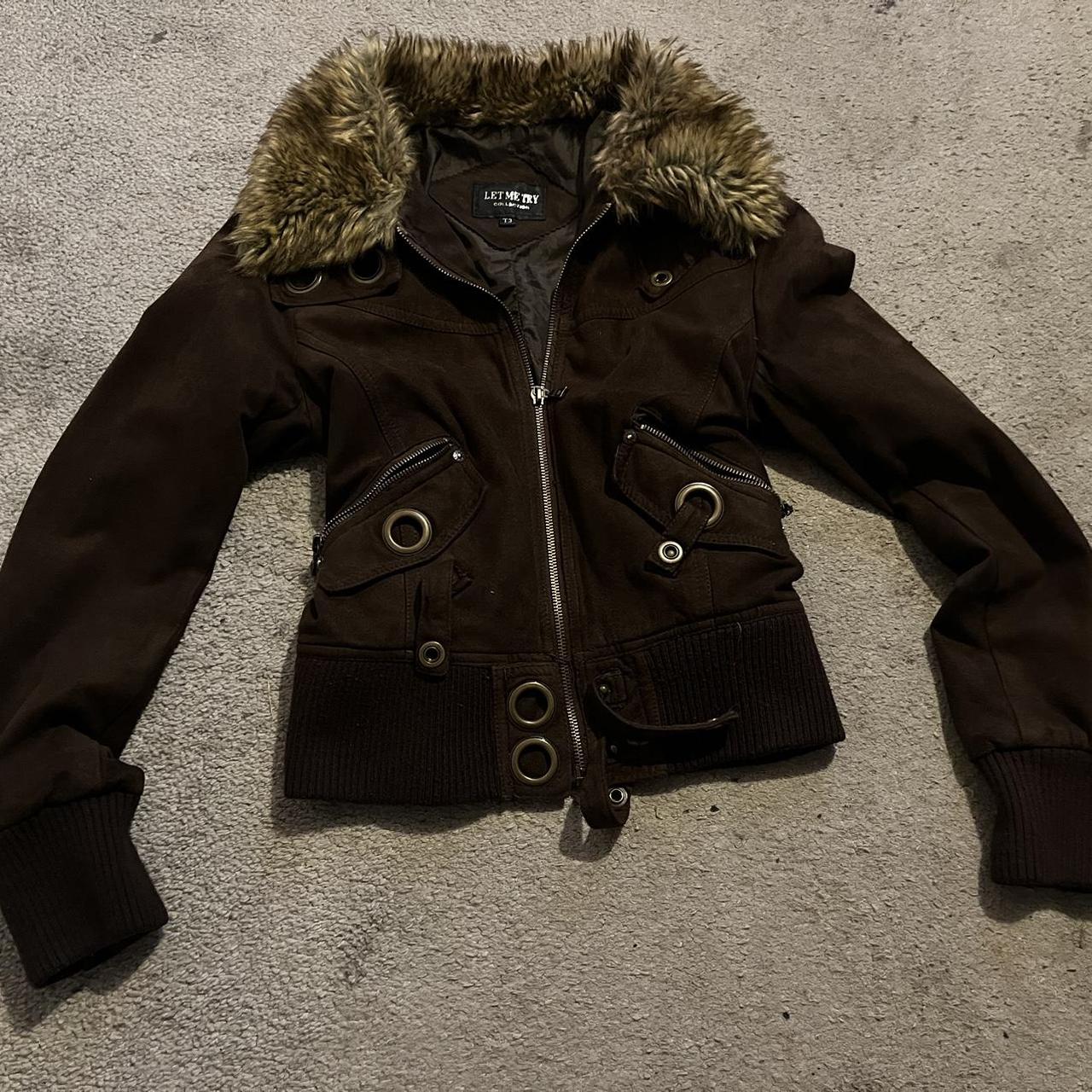 Vintage brown jacket y2k #vintage #y2k - Depop