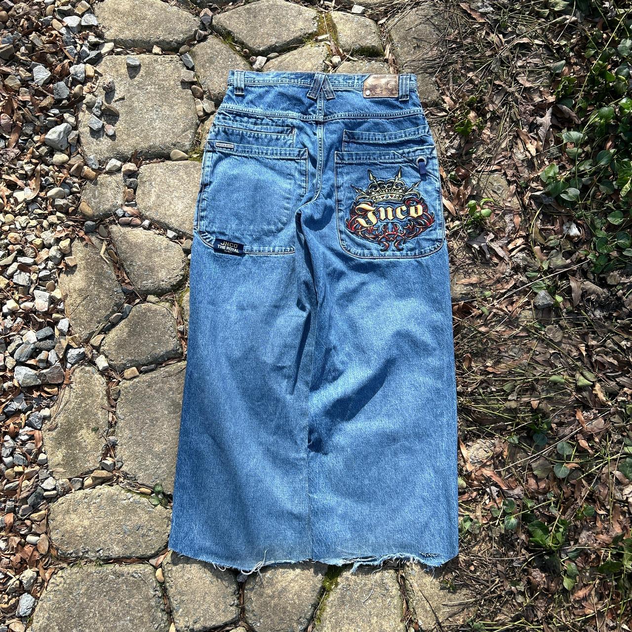 Distressed Wide Leg JNCO Royals Jeans, size 32x32... | Depop