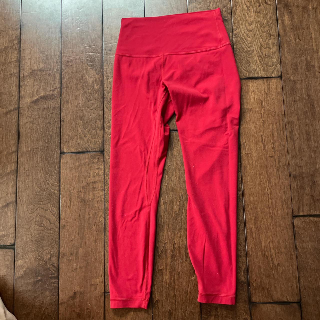 Size 4 red lululemon leggings - Depop