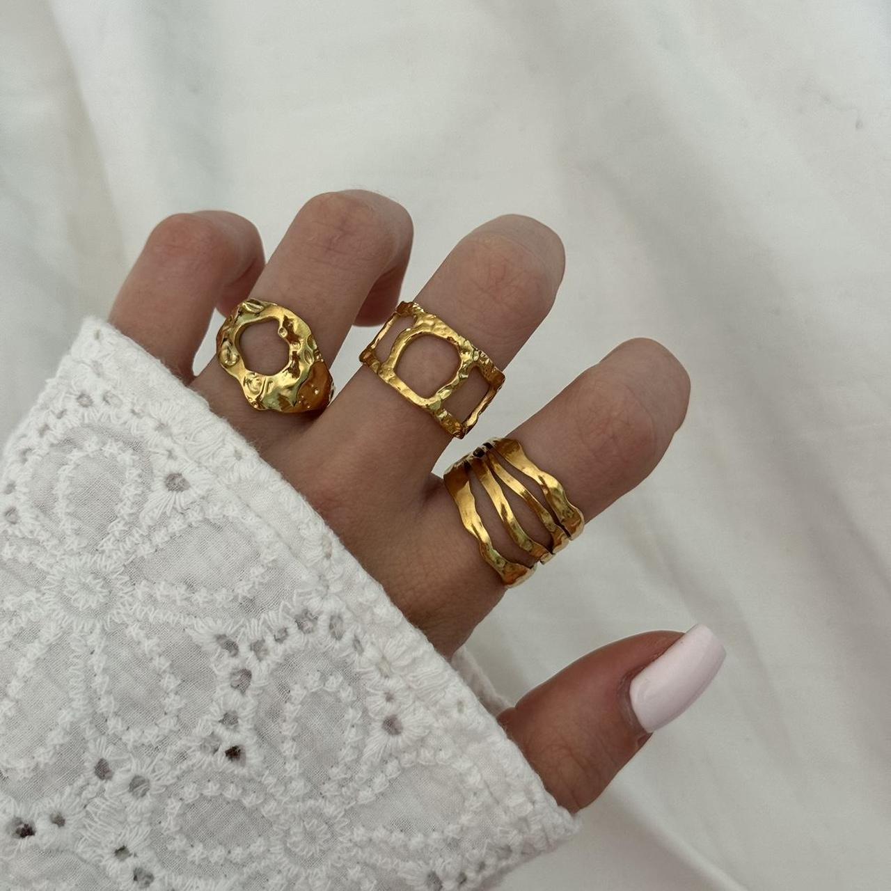 New set of 3 gold rings, suitable for sizes from 5,5... - Depop