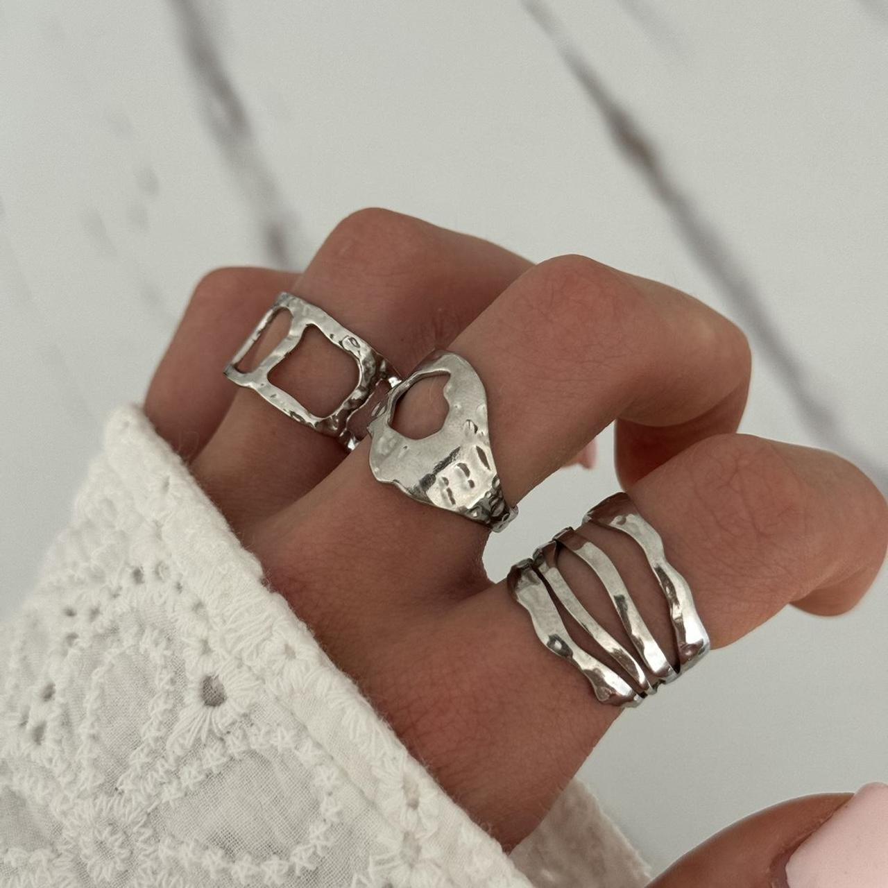 New set of 3 silver rings, suitable for sizes from... - Depop