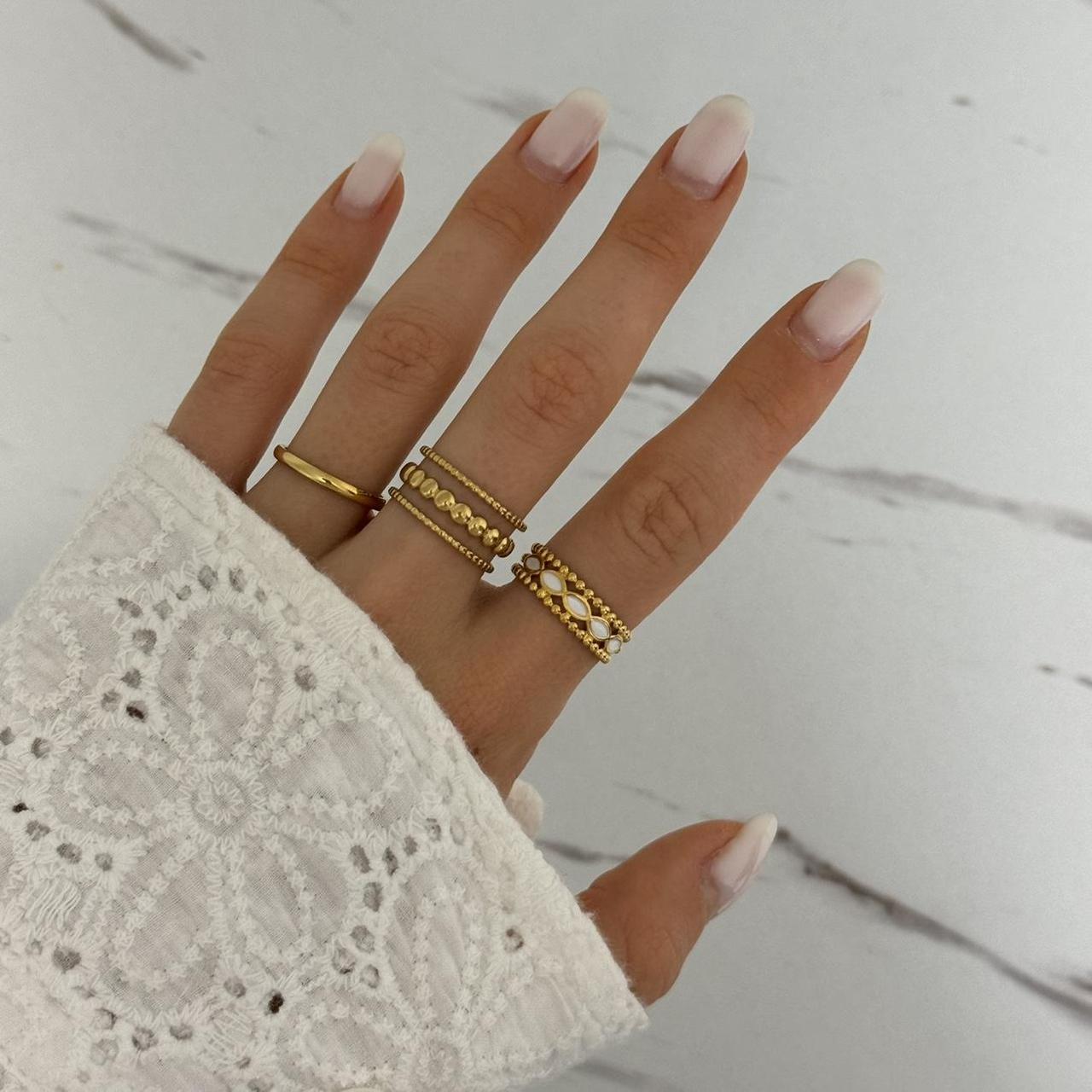New set of 3 gold rings, suitable for sizes from 4... - Depop