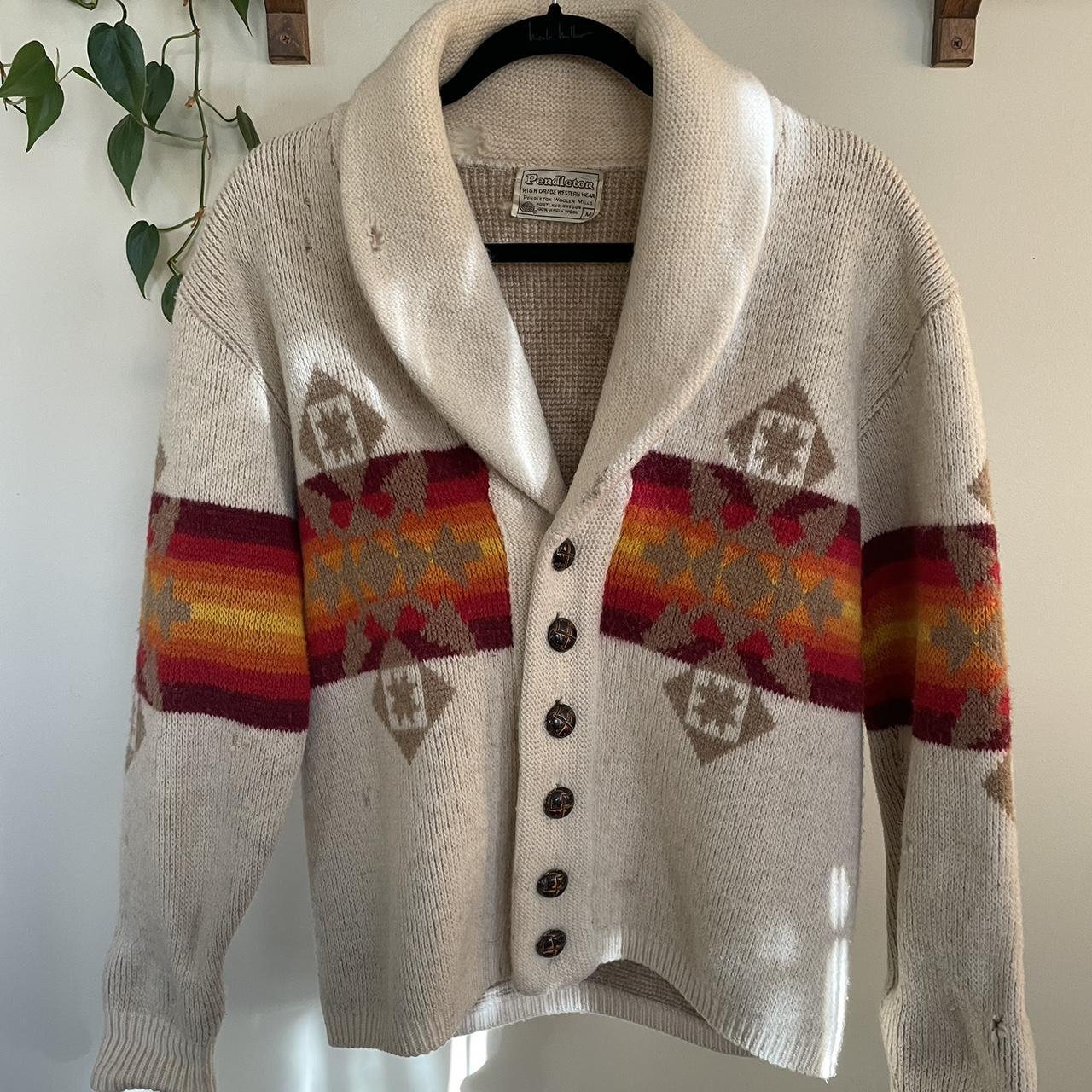 Well worn vintage Pendleton cardigan marked size... - Depop